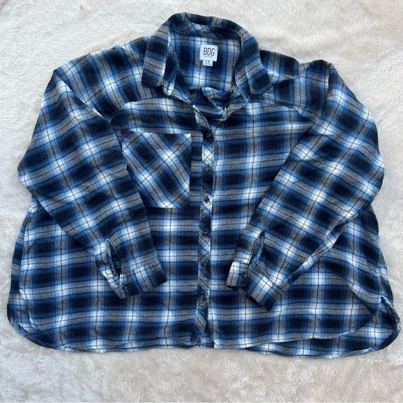 Urban Outfitters | Tops | Uo Bdg Blue Plaid Flannel | Poshmark